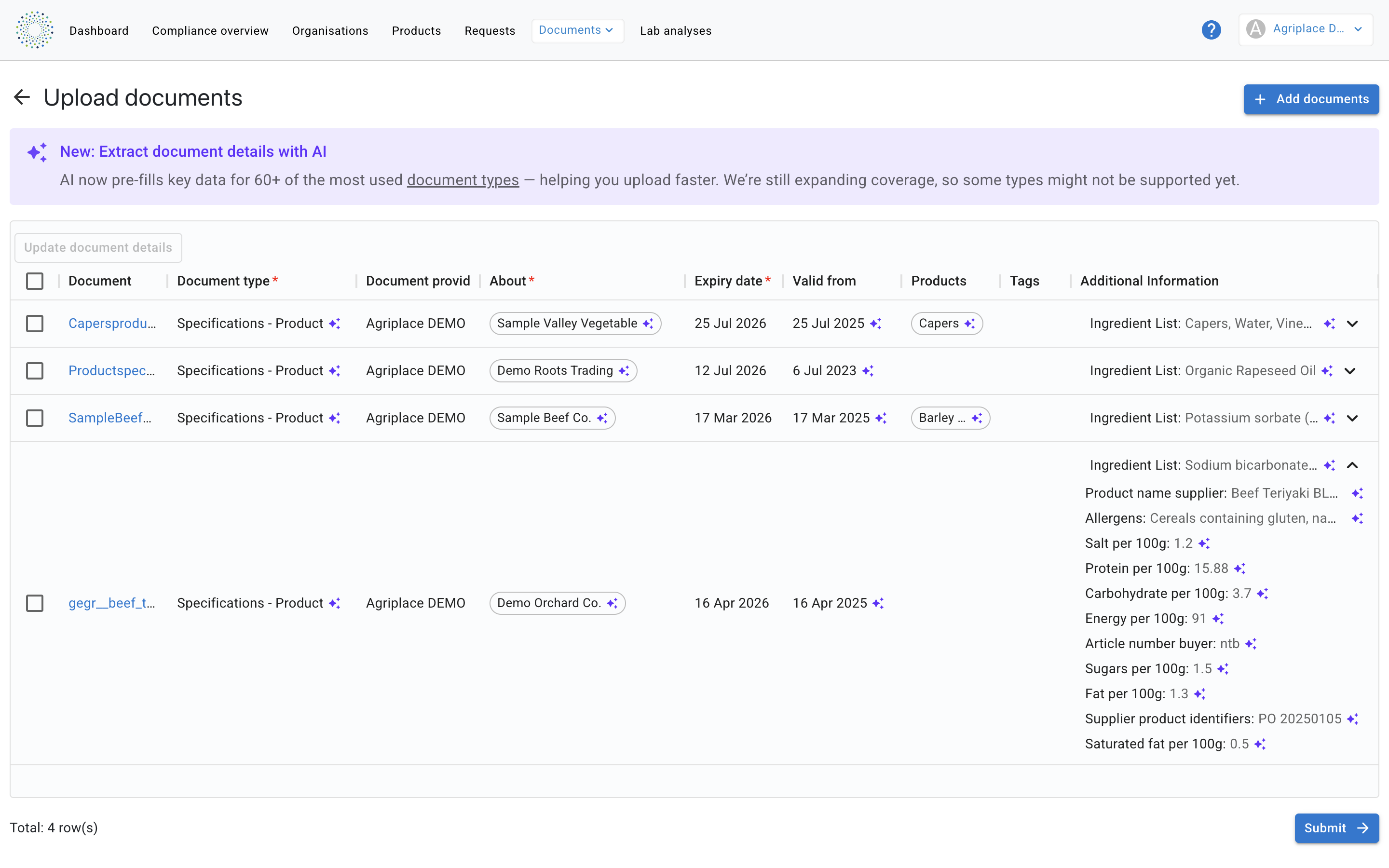 Release note #4 - Automatic product specification extraction and an ...